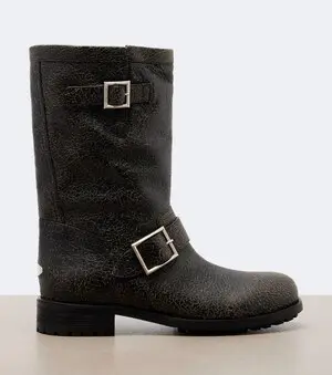 JIMMY CHOO Biker Leather Mid-calf Boots - Brown