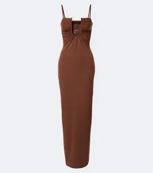 Christopher Esber Arced Ruched Maxi Dress - Brown