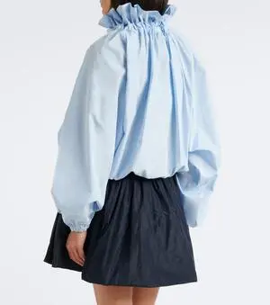 PATOU Bow-detail Cotton Poplin Blouse - Blue