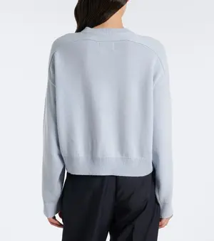 Loulou De Saison Cropped Cashmere V-neck Sweater - Blue