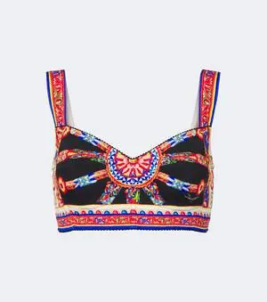 Dolce & Gabbana Carretto Print Silk-blend Charmeuse Crop Top - Multicoloured