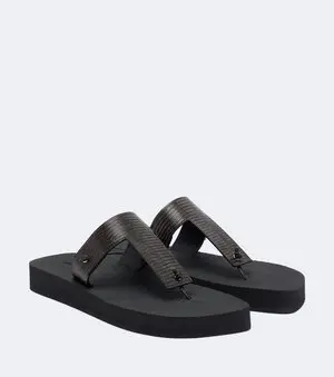 CHRISTEN Edge Leather Thong Sandals - Brown