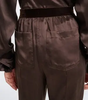 TOM FORD Silk Satin Straight Leg Pants - Brown