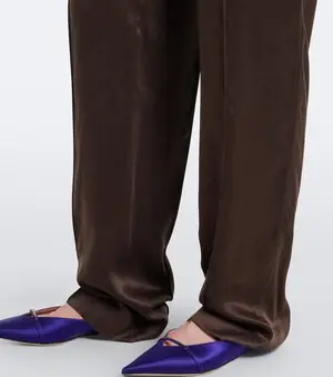 TOM FORD Silk Satin Straight Leg Pants - Brown