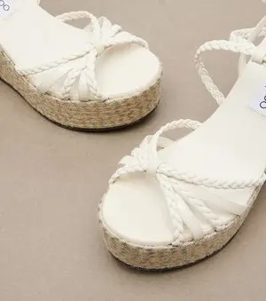 JIMMY CHOO Nyra Braided Leather Espadrille Wedge Sandals