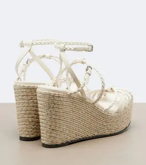 JIMMY CHOO Nyra Braided Leather Espadrille Wedge Sandals