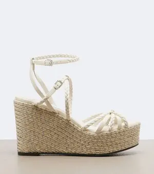 JIMMY CHOO Nyra Braided Leather Espadrille Wedge Sandals