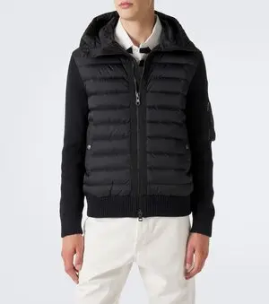 Moncler Down-paneled Zip-up Cardigan With Drawstring Hood
