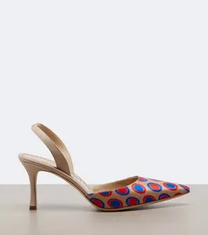 Manolo Blahnik Carolyne Polka-dot Slingback Pumps