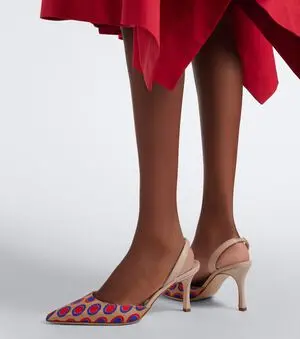 Manolo Blahnik Carolyne Polka-dot Slingback Pumps