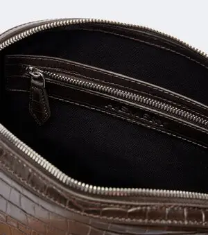 A.emery Halloran Crocodile-effect Leather Clutch - Brown