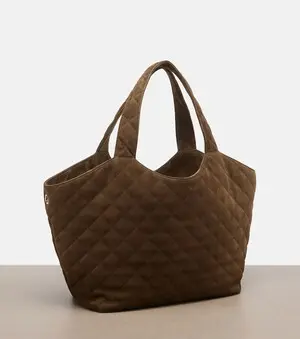 Saint Laurent Icare Medium Quilted Suede Tote Bag