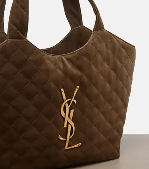 Saint Laurent Icare Medium Quilted Suede Tote Bag