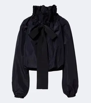 PATOU Gathered Blouse With Self-tie Collar - Blue