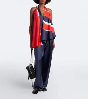 Loewe Printed Silk Twill Halterneck Top