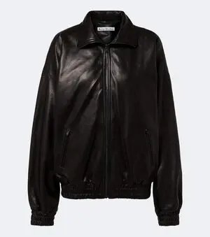 Acne Studios Leather Bomber Jacket - Black