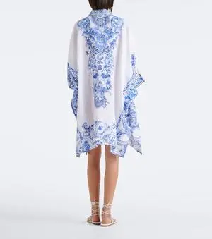 Camilla Floral Crystal-embellished Linen Kaftan