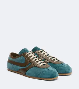 Dries Van Noten Dries Van Noten Suede And Leather Trimmed Sneakers Blue