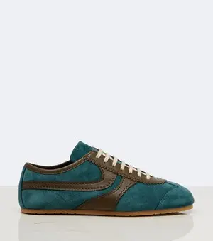 Dries Van Noten Suede And Leather Trimmed Sneakers - Blue