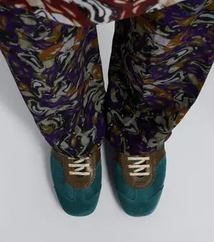 Dries Van Noten Suede And Leather Trimmed Sneakers - Blue