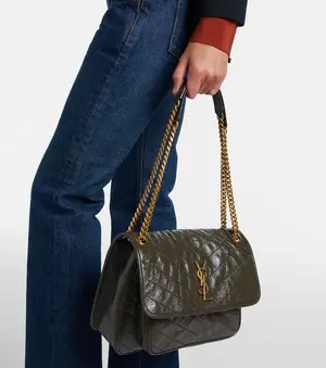 Saint Laurent Niki Medium Leather Shoulder Bag - Green