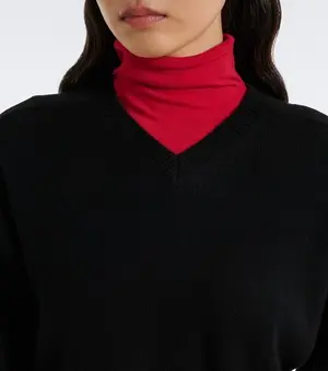 Loulou De Saison Anzor Cropped Cashmere V-neck Jumper - Black