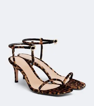 GIANVITO ROSSI Leopard Print Velvet Heeled Sandals - Multicoloured