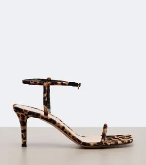 GIANVITO ROSSI Leopard Print Velvet Heeled Sandals