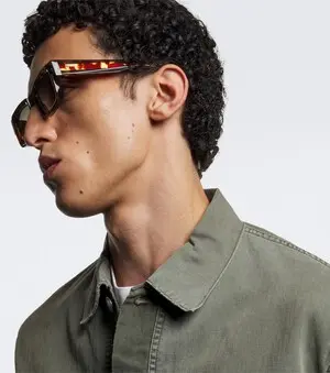 SATO Cervantes Tortoiseshell Rectangular Sunglasses - Brown