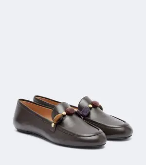 GIANVITO ROSSI Embellished Leather Loafers - Brown