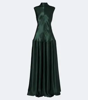 FFORME Satin Maxi Dress - Green