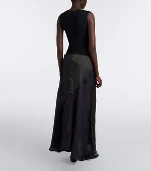 MAISON MARGIELA Patchwork Striped Maxi Skirt - Blue