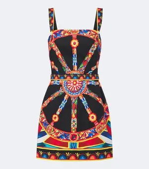 Dolce & Gabbana Carretto Print Cotton Poplin Mini Dress