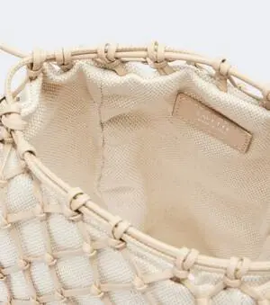 Savette Macrame Small Leather Pouch - Beige