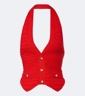 Retrofete Tinsley Knitted Crop Top In Metallic Ger - Red