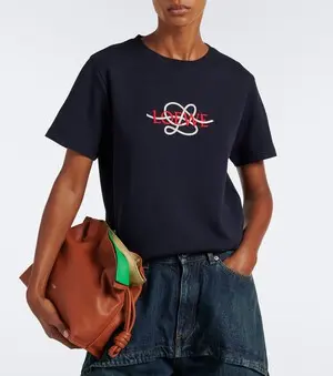 Loewe Cotton-blend Jersey T-shirt With Logo Embroidery