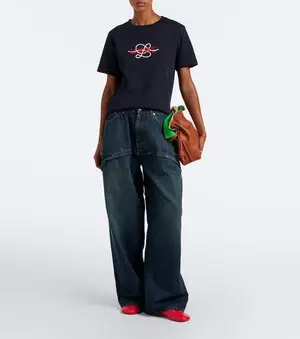 Loewe Cotton-blend Jersey T-shirt With Logo Embroidery