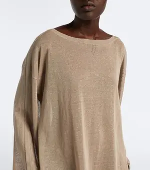 Alaïa Semi-sheer Linen And Silk Kaftan - Beige