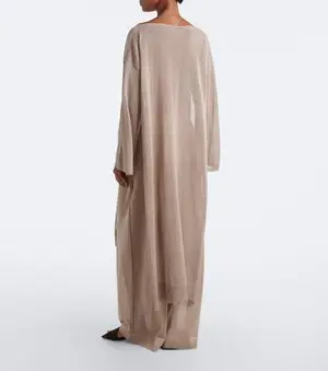 Alaïa Semi-sheer Linen And Silk Kaftan - Beige