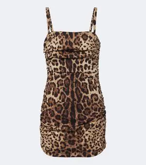Dolce & Gabbana Leopard-print Silk-blend Charmeuse Mini Dress
