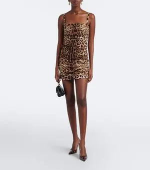 Dolce & Gabbana Leopard-print Silk-blend Charmeuse Mini Dress