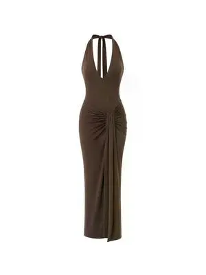 BAOBAB Donatella Ruched Gown - Brown