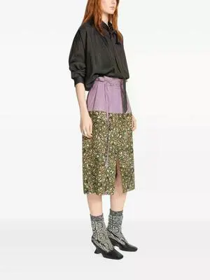 Dries Van Noten Striped Cupro Drawstring Blouse With Removable Scarf