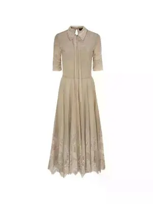 Fabiana Filippi Embellished Collar Lace Midi Dress - Neutrals