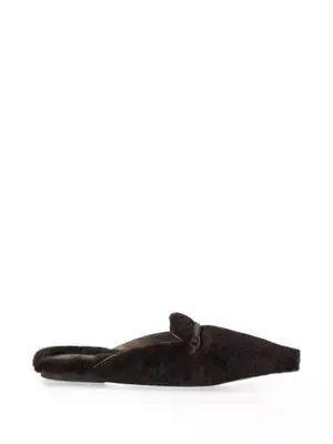 Brunello Cucinelli Shearling Flats With Precious Bar