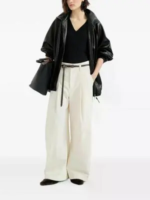 Brunello Cucinelli Shearling Flats With Precious Bar