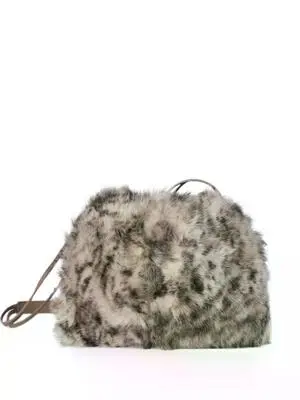 Brunello Cucinelli Lynx-effect Shearling Pouch Bag With Monili
