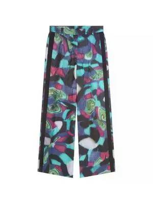 Dries Van Noten Wide Leg Trousers With Marbled Clay Print - Blue