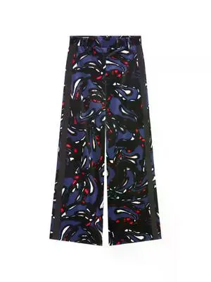 Dries Van Noten Wide Leg Printed Velvet Trousers - Blue