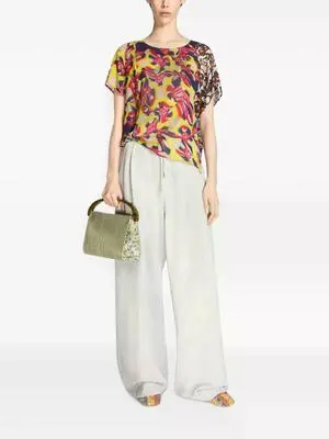Dries Van Noten Mélange Cotton Jersey Wide Leg Sweatpants